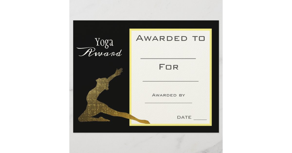 Yoga award certificate | Zazzle