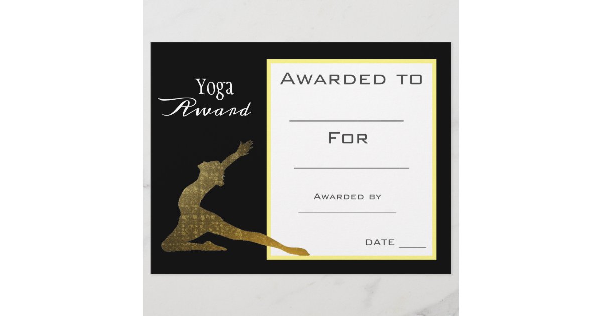 Yoga award certificate | Zazzle