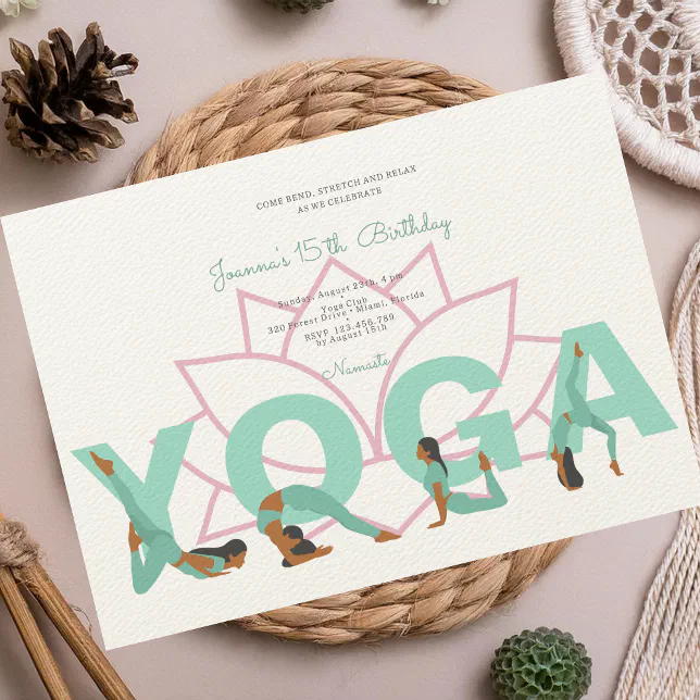 Yoga birthday party invitation | Zazzle