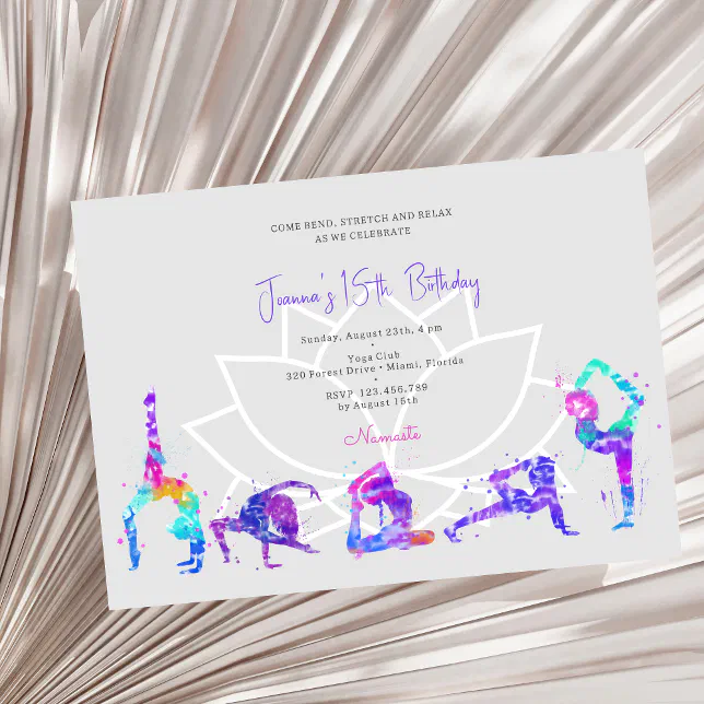 Yoga birthday party invitation | Zazzle