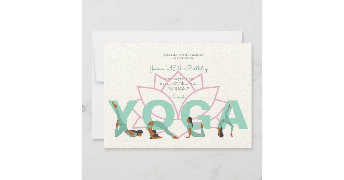 Yoga birthday party invitation | Zazzle