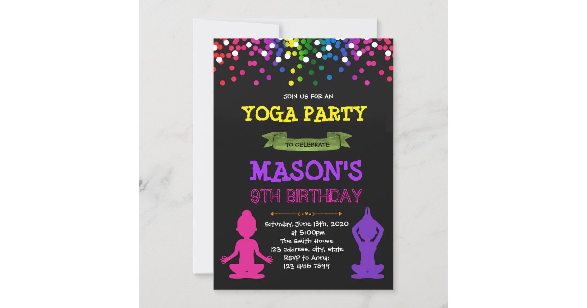 Yoga birthday party invitation | Zazzle