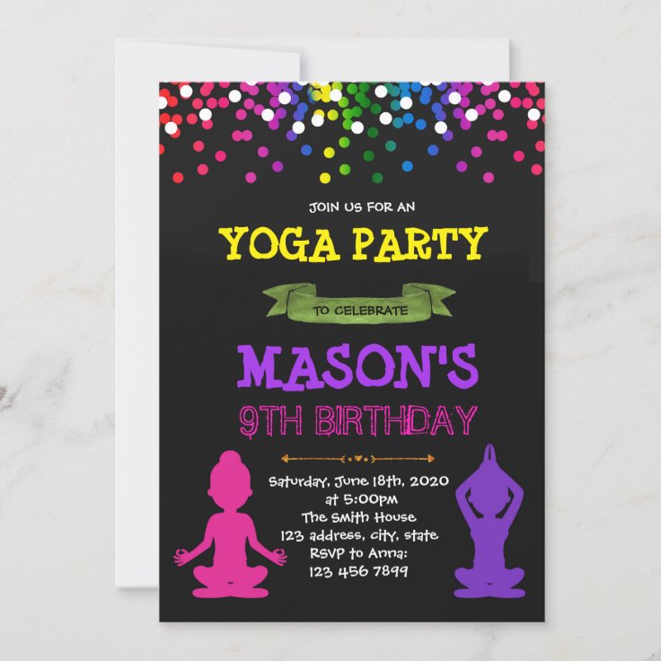 Yoga birthday party invitation | Zazzle