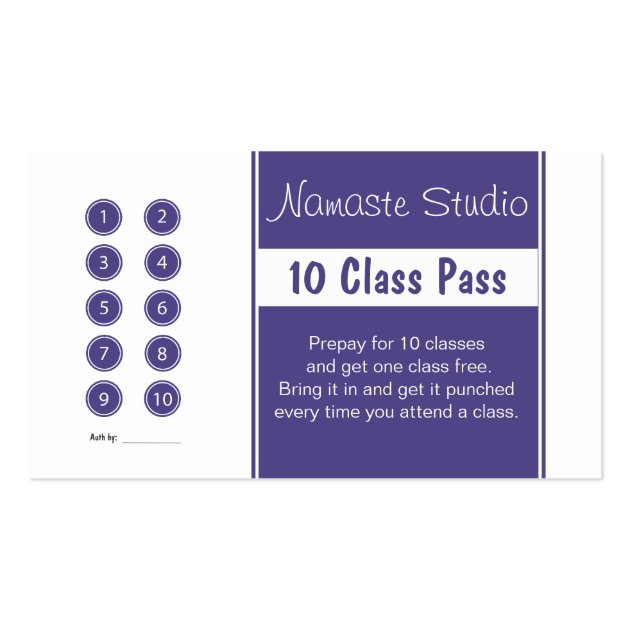 Yoga Business Card 10 Class Pass Template