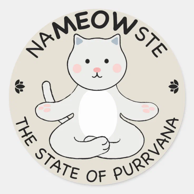 Yoga Cat - Namaste Classic Round Sticker | Zazzle
