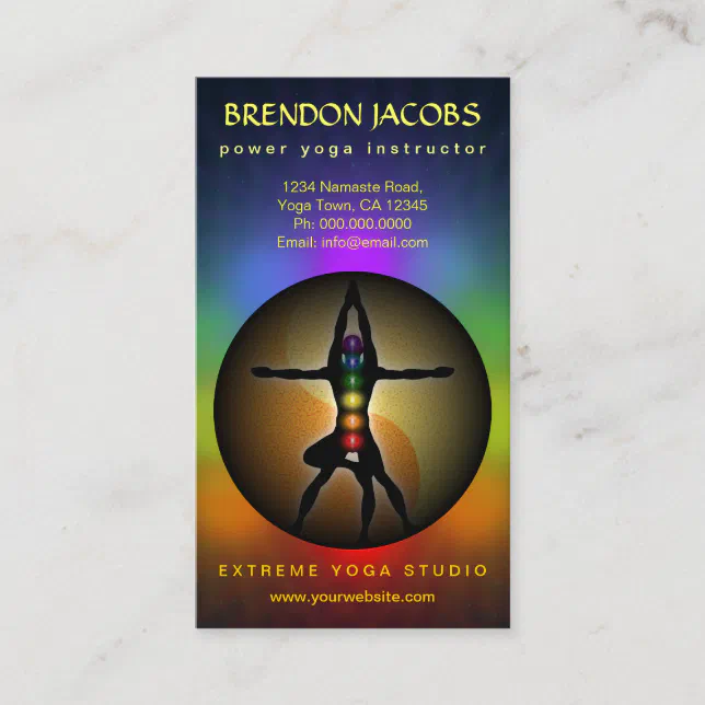 Yoga Chakras Manly Pose Instructor Teacher Business Card | Zazzle