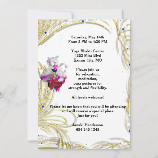 YOGA CLASS INVITATION- YOGA POSTURE ON ORCHID INVITATION | Zazzle