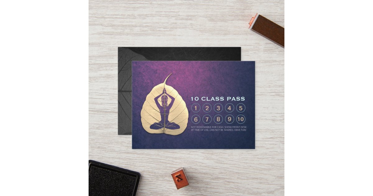 Yoga Class Pass Loyalty Appointment Bodhi Leaf Cut | Zazzle