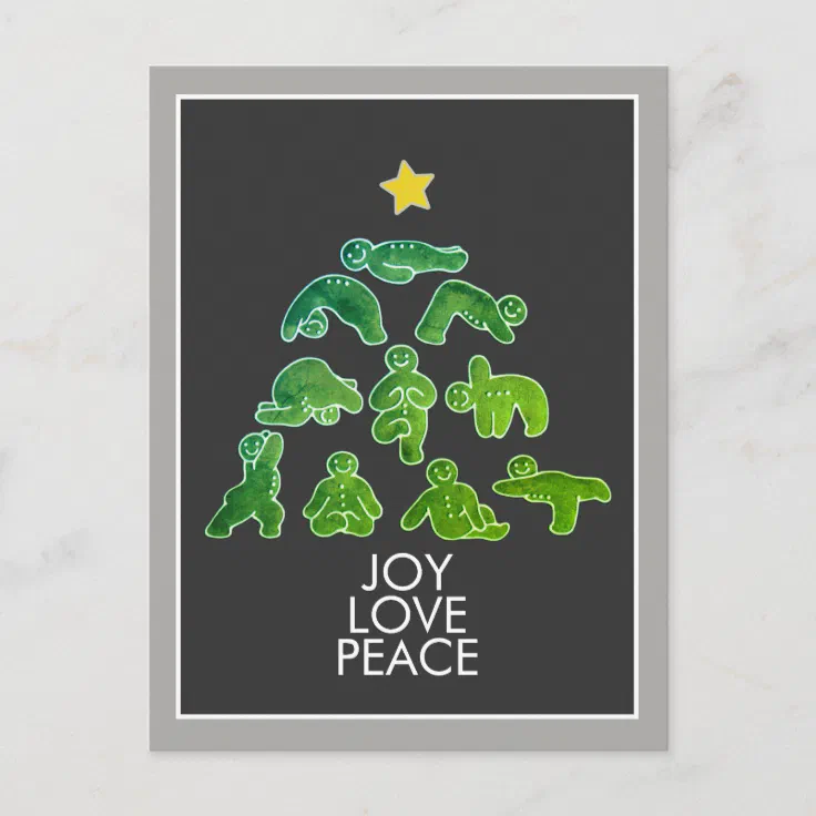 Yoga Gingerbread Holiday Christmas Postcard | Zazzle