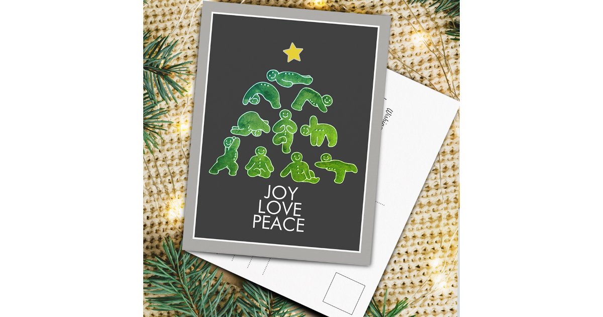Yoga Gingerbread Holiday Christmas Postcard | Zazzle