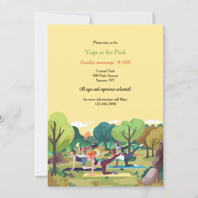 Yoga in the Park Invitation | Zazzle
