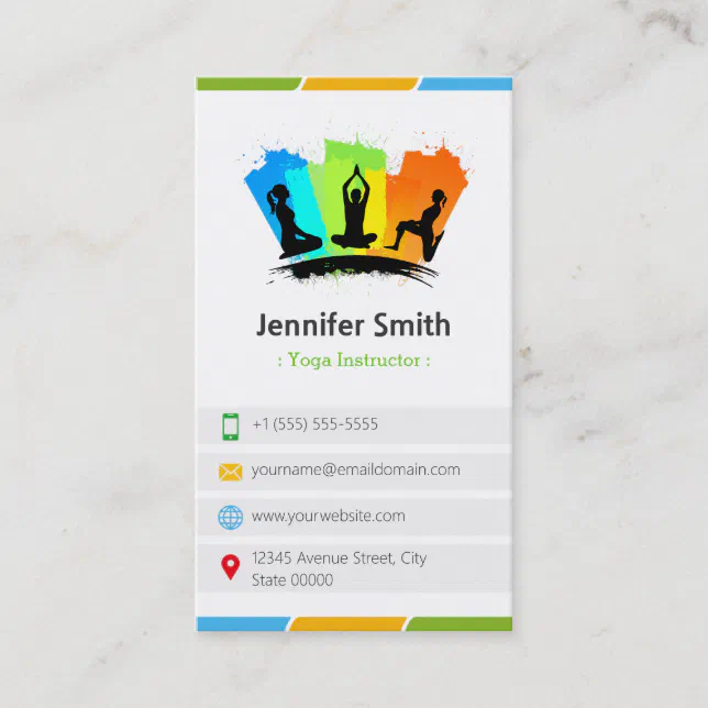 YOGA Instructor - Creative Colorful Business Card | Zazzle