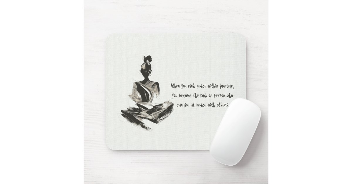Yoga Instructor Meditation Pose Brush Stroke Quote Mouse Pad | Zazzle