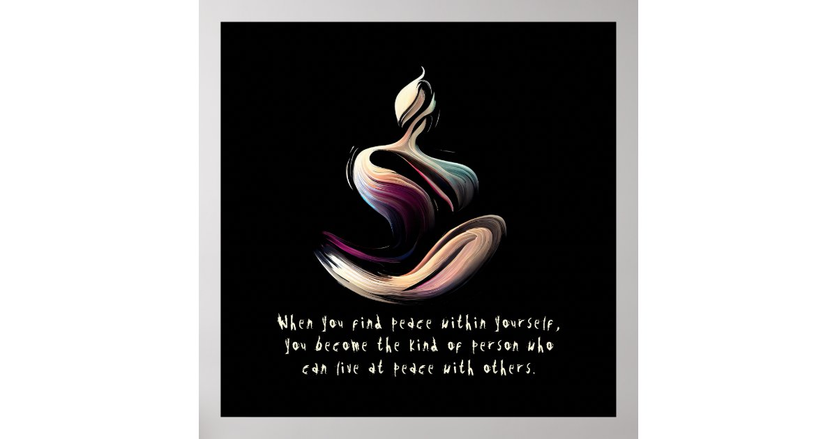 Yoga Instructor Meditation Pose Brush Stroke Quote Poster | Zazzle