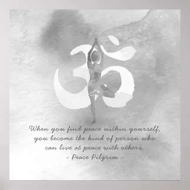 YOGA Instructor Meditation Tree Pose Om Sign Quote | Zazzle