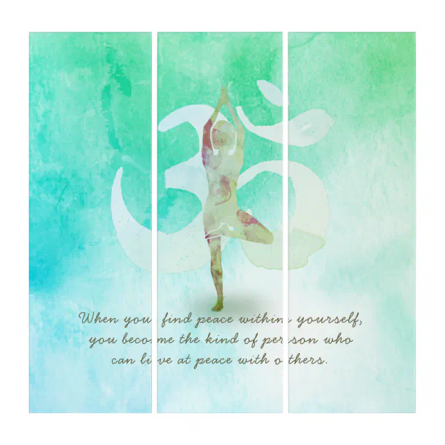 YOGA Instructor Meditation Tree Pose Om Sign Quote Triptych | Zazzle