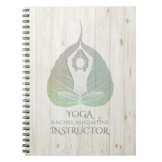 Yoga Instructor Studio Meditation Pose Bodhi Leaf Notebook | Zazzle
