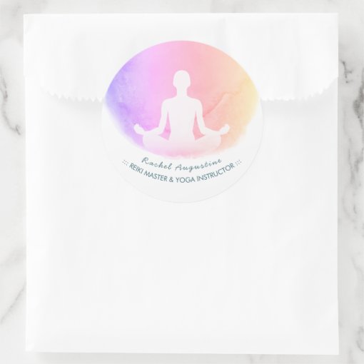 Yoga Instructor Studio Meditation Pose Life Coach Classic Round Sticker ...