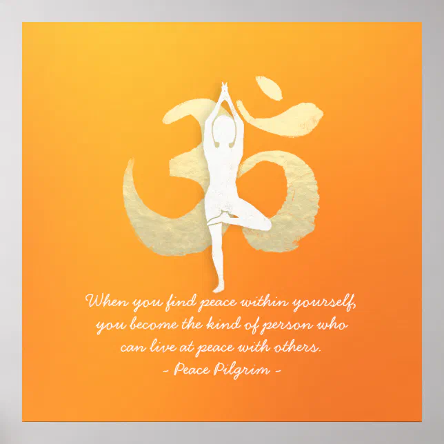 Yoga Instructor Studio Quotes Tree Pose OM Symbol Poster | Zazzle