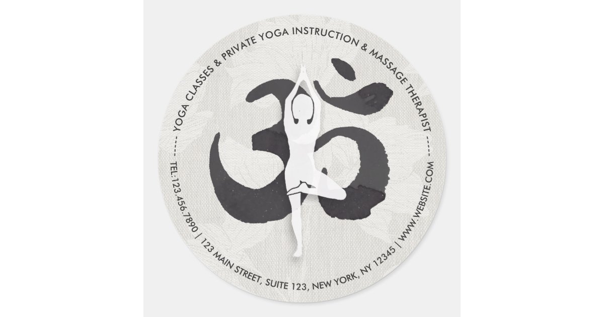 YOGA Instructor Watercolor Meditation Pose Om Sign Classic Round ...