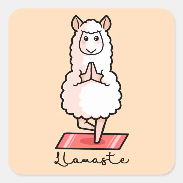 Yoga Llama - Llamaste Square Sticker | Zazzle