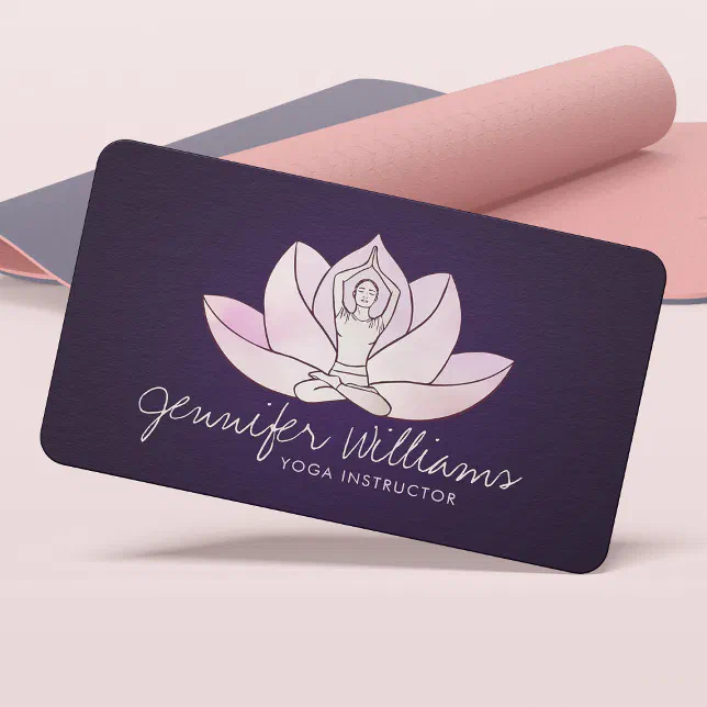 Yoga Lotus Line art - Gentle Rose Business Card | Zazzle