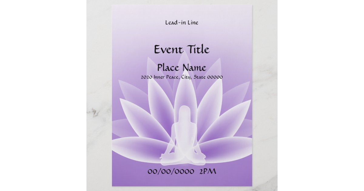 Yoga Lotus Violet 11x8.5 Event Flyer | Zazzle