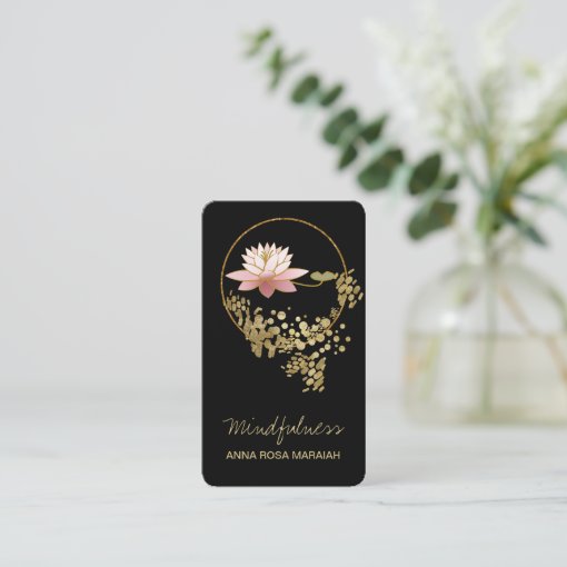 Yoga Lotus Water Lily Mindfulness Glitter Business Card | Zazzle