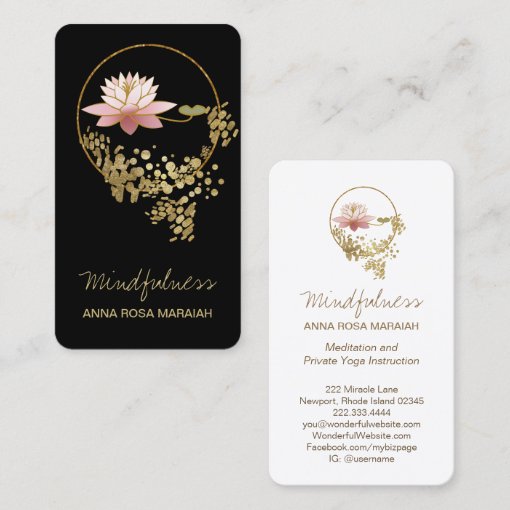 Yoga Lotus Water Lily Mindfulness Glitter Business Card | Zazzle