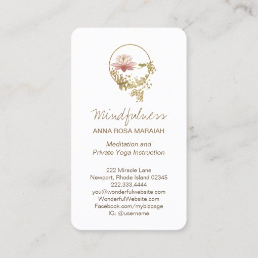 Yoga Lotus Water Lily Mindfulness Glitter Business Card | Zazzle