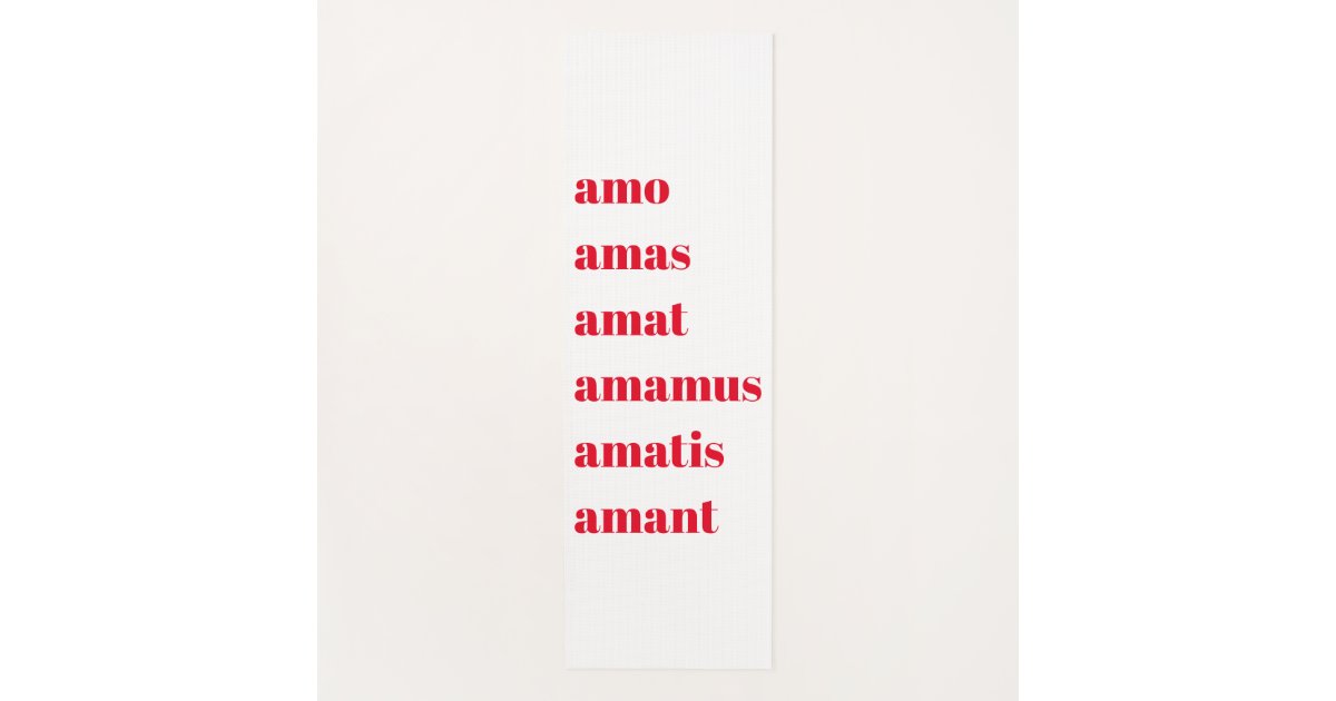 Yoga Mat with typography, Amo Amas Amat Latin | Zazzle