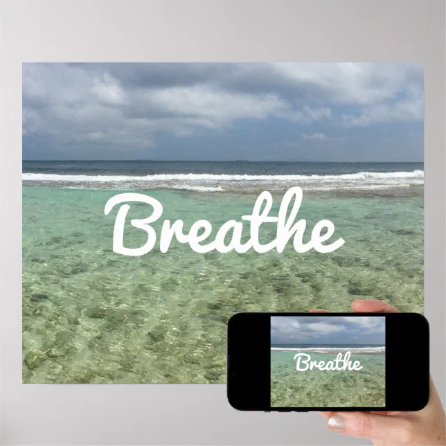 Yoga & Meditation Beach "Breathe" Spirit Poster | Zazzle