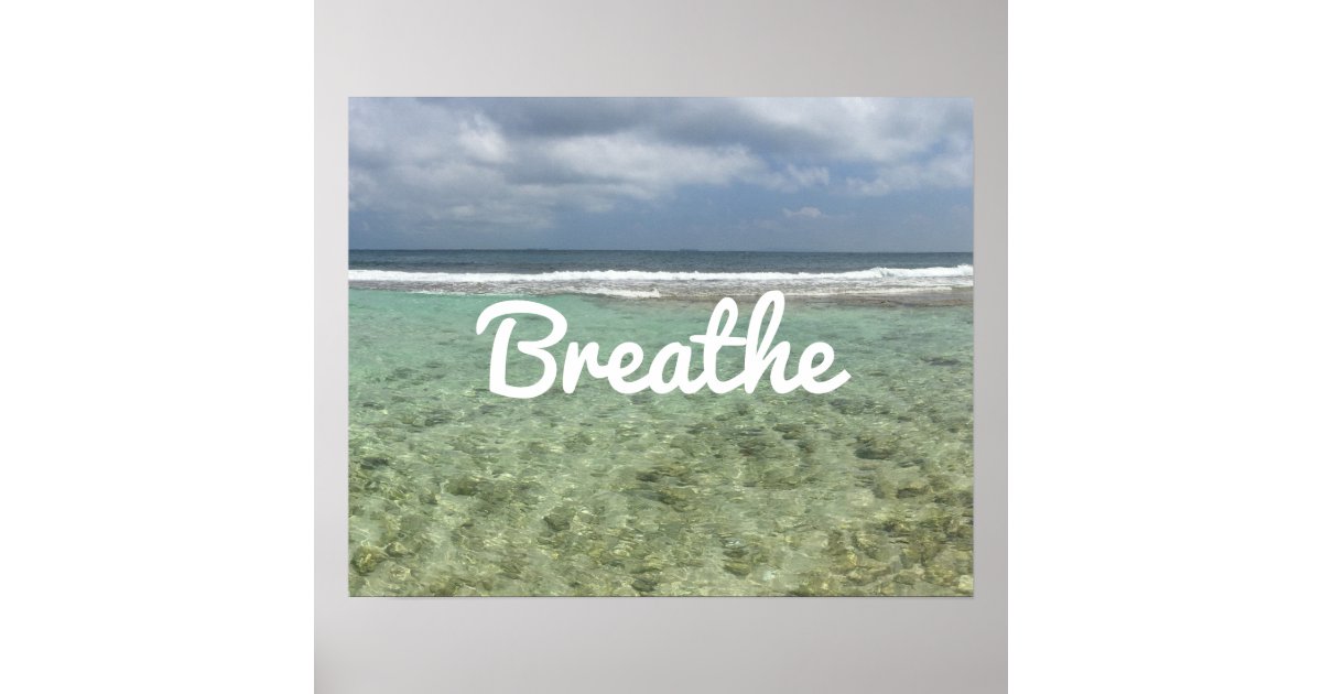 Yoga & Meditation Beach "Breathe" Spirit Poster | Zazzle