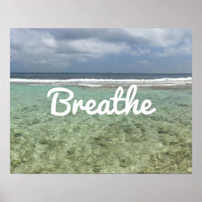 Yoga & Meditation Beach "Breathe" Spirit Poster | Zazzle