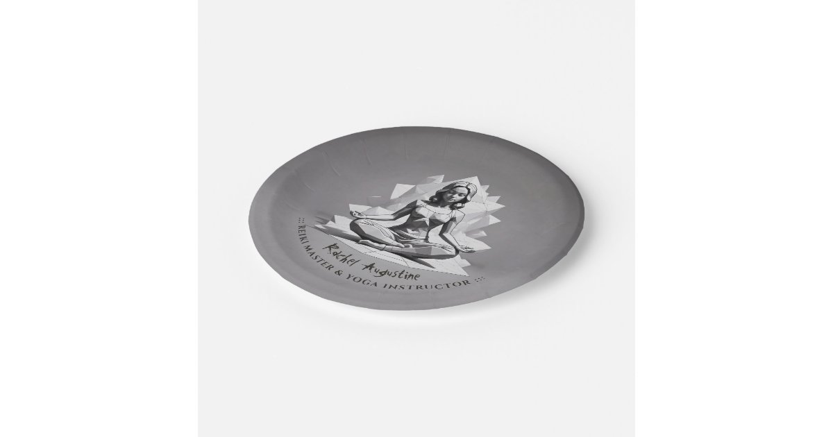 Yoga Meditation Instructor Reiki Master Lotus Pose Paper Plates | Zazzle