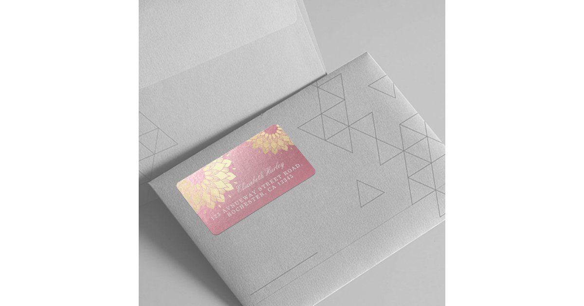 Yoga Meditation Instructor Rose Gold Mandala Lotus Label | Zazzle