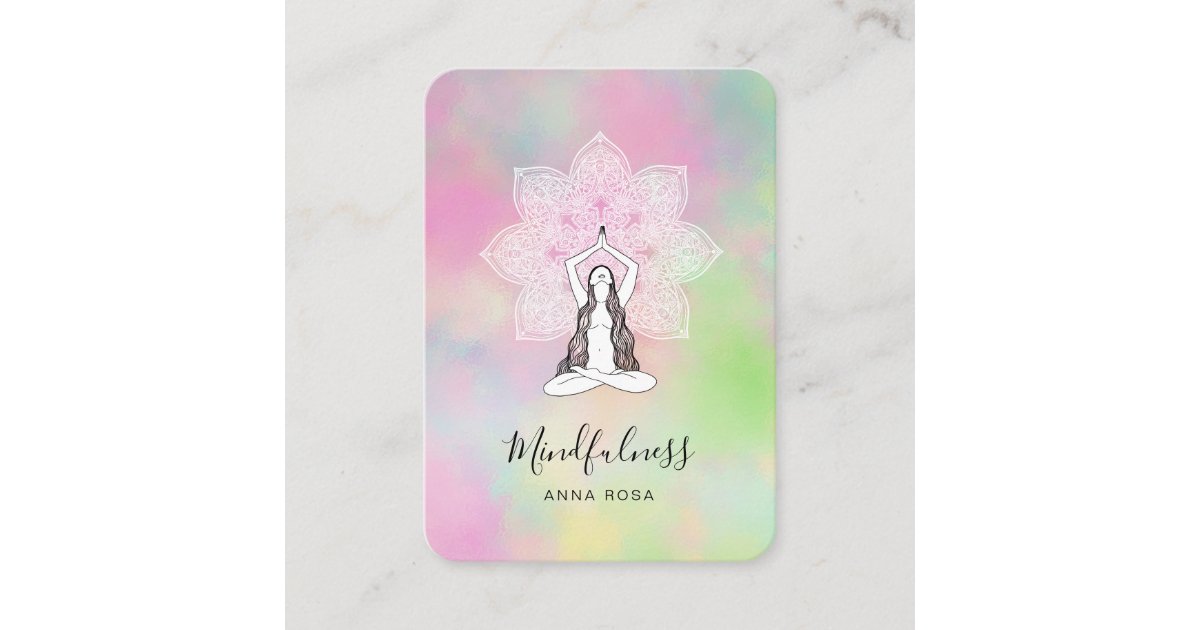 Yoga Meditation Mindfulness QR Mandala Goddess Business Card | Zazzle