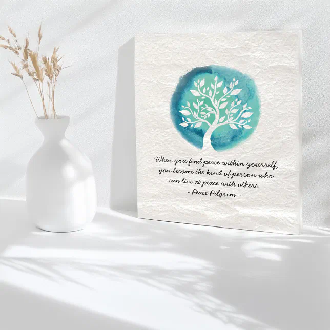 YOGA Meditation Quotes Elegant Watercolor Tree Poster | Zazzle