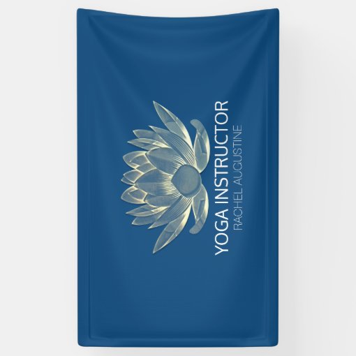 YOGA Meditation Reiki Instructor Blue & Gold Lotus Banner | Zazzle