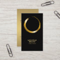Yoga Minimalist Golden Enso Circle Motif Black Business Card | Zazzle