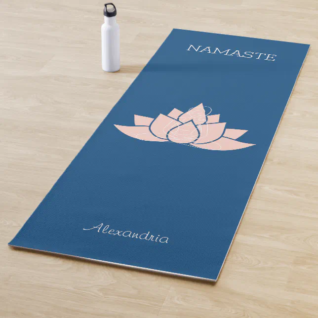 Yoga Namaste Classic Blue Lotus Girl Pose Graphic Yoga Mat | Zazzle