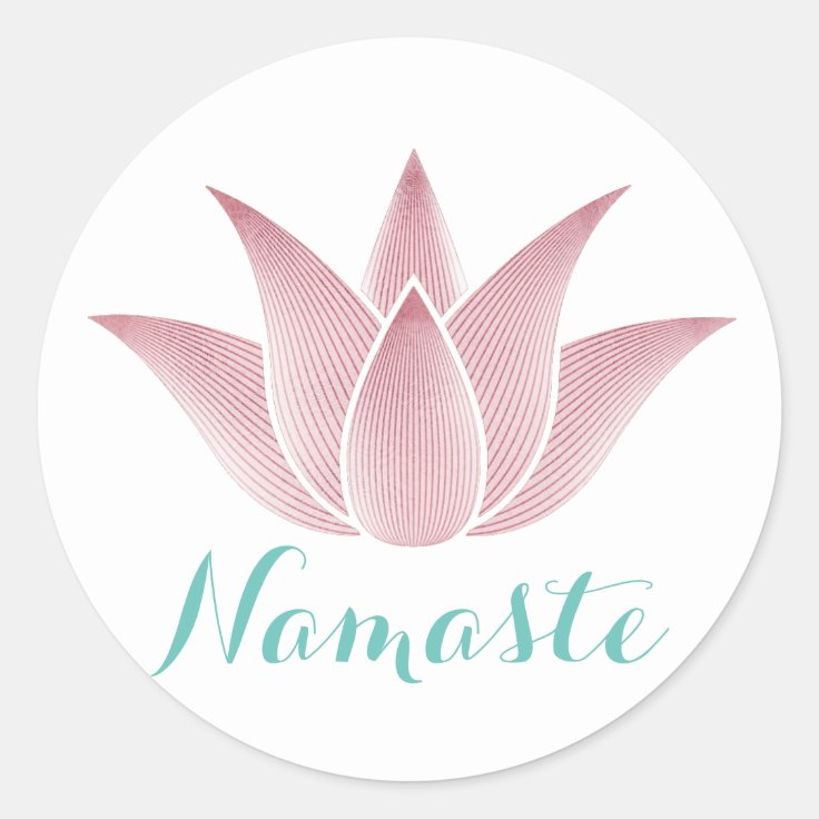 Yoga Namaste Lotus Flower Classic Round Sticker | Zazzle