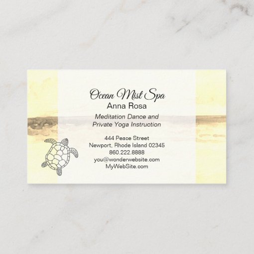 Yoga Ocean Mindfulness Meditation Sea Turtle Business Card | Zazzle
