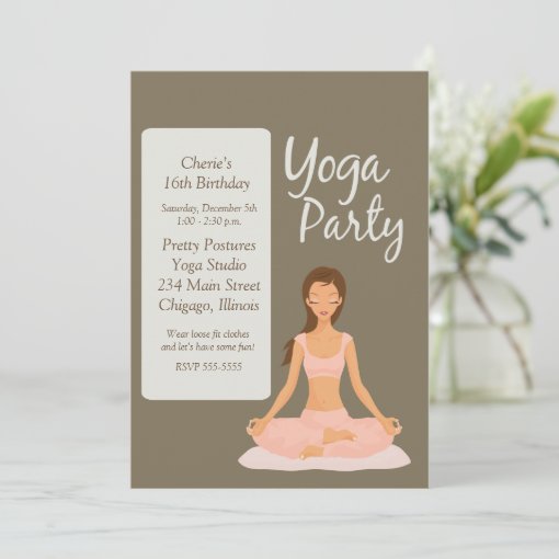 YOGA PARTY Birthday Exercise Stretching Invitation | Zazzle