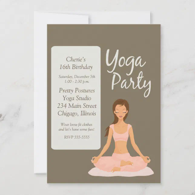 YOGA PARTY Birthday Exercise Stretching Invitation | Zazzle