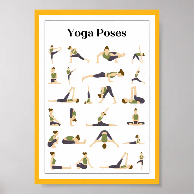 Yoga Pick a Pose Brain Break Poster (Yellow) | Zazzle
