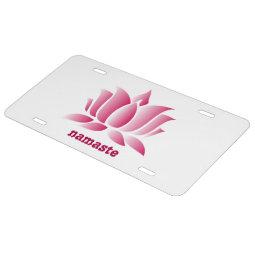 yoga pink lotus namaste license plate | Zazzle