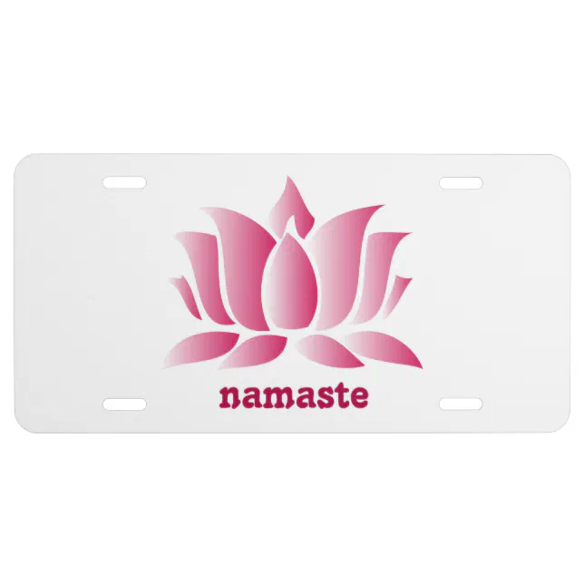 yoga pink lotus namaste license plate | Zazzle