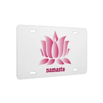 yoga pink lotus namaste license plate | Zazzle