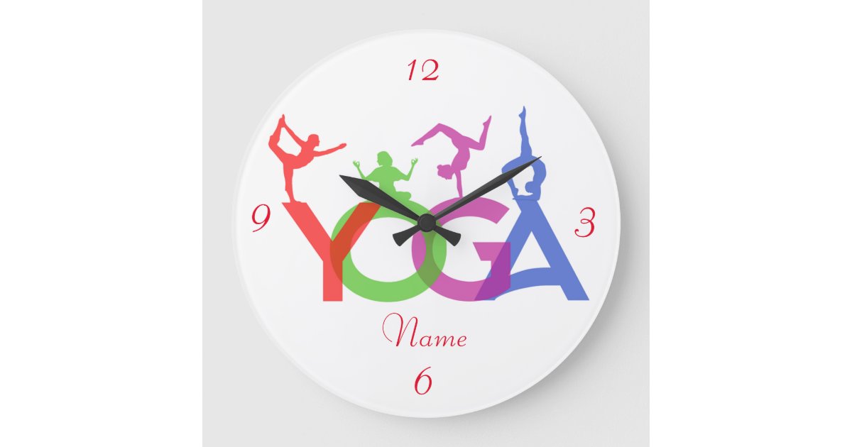 Yoga Poses Silhouettes Thunder_Cove Large Clock | Zazzle